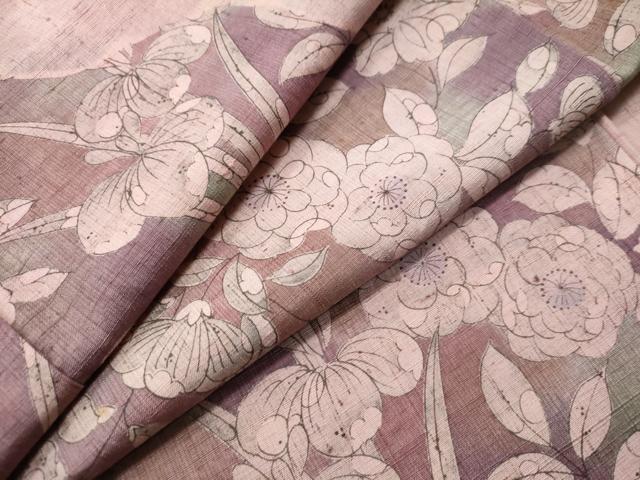 平和屋着物●上質な小紋　紬地　手描き　辻が花　正絹　逸品　CAAS7302yc