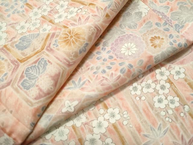 平和屋着物●上質な小紋　笹竹吉祥草花文　正絹　逸品　未使用　CAAS7367yc