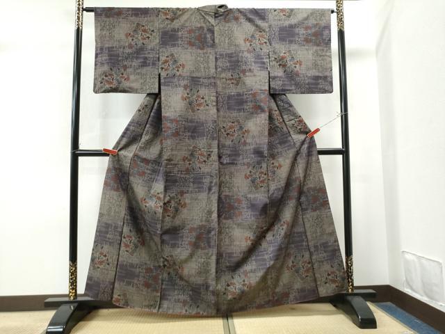 平和屋着物○本場大島紬 7マルキ 舞花文 正絹 逸品 CAAT7546vp