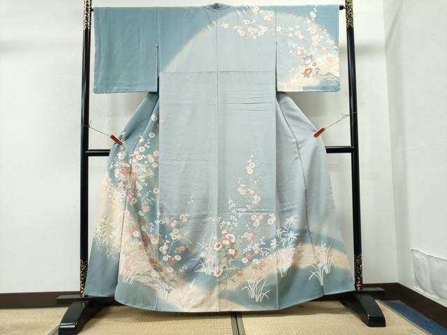 平和屋着物●訪問着　駒刺繍　御所車枝花文　暈し染め　金彩　正絹　逸品　未使用　CAAS7383yc