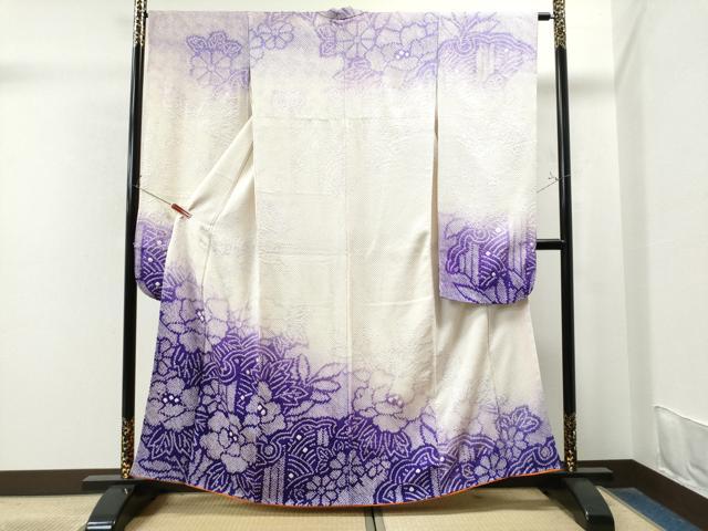 平和屋着物●豪華振袖　総絞り　草花文　暈し染め　正絹　逸品　CAAS7396yc