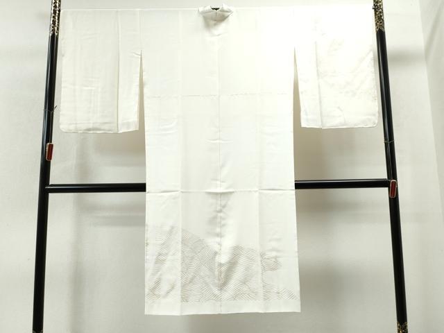 平和屋着物●長襦袢　袷　立波文　金銀彩　半衿刺繍　正絹　逸品　未使用　CAAS7407yc