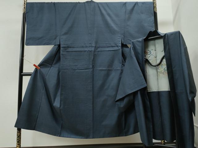 平和屋着物●男性　本場大島紬　アンサンブル　100亀甲　総詰め　キングサイズ　羽裏：風神雷神　正絹　逸品　CAAS7411yc