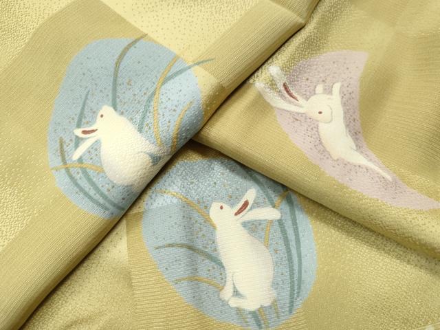 平和屋着物●長襦袢　無双仕立て　兎　正絹　逸品　CAAS7421yc