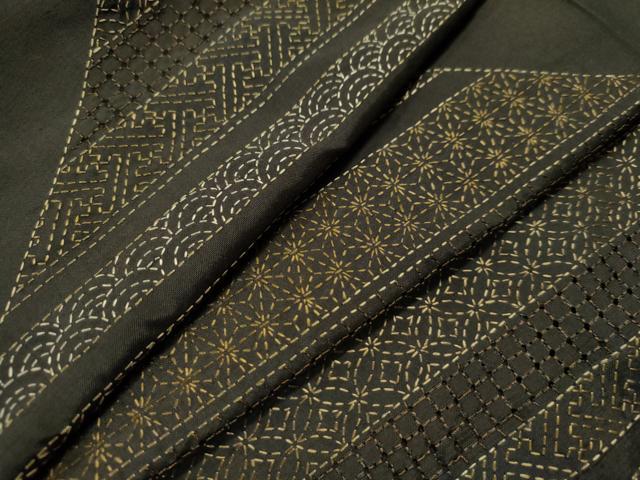 平和屋着物●中国三大刺繍　スワトウ刺繍　訪問着　総刺繍　紬地　刺し子　横段吉祥文　正絹　逸品　CAAS7437yc