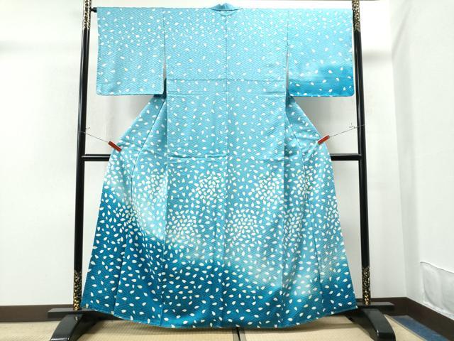 平和屋着物●訪問着　紗綾形舞花びら文　暈し染め　正絹　逸品　未使用　CAAS7452yc