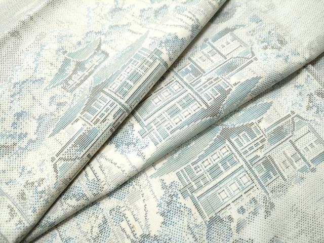 平和屋着物●都喜ヱ門　本場大島紬　白大島　9マルキ　遠山樹林風景文　藤絹織物謹製　正絹　逸品　CAAS7490yc