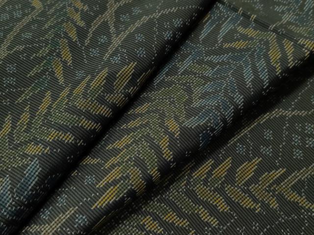 平和屋着物●本場大島紬　7マルキ　芝草枝葉文　正絹　逸品　CAAS7493yc