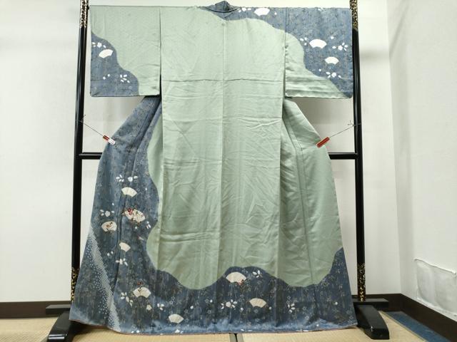 平和屋着物●訪問着　刺繍　絞り　地紙草花文　暈し染め　金彩　鈴乃屋扱い　正絹　逸品　未使用　CAAS7511yc