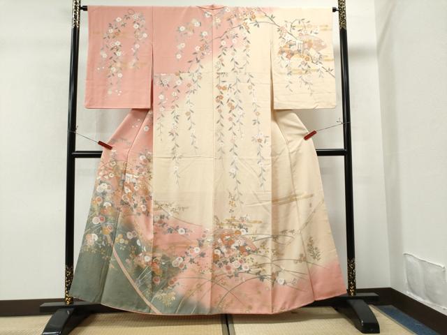 平和屋着物●訪問着　作家物　地紙御所車菊花文　暈し染め　金彩　正絹　逸品　CAAS7512yc