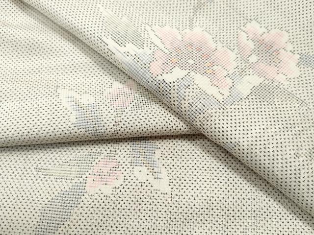 平和屋着物●本場大島紬　白大島　9マルキ　枝花文　正絹　逸品　CAAS7520yc