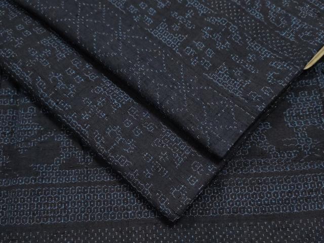 平和屋着物●結城紬　80亀甲　横段吉祥花唐草文　正絹　逸品　CAAS7573yc