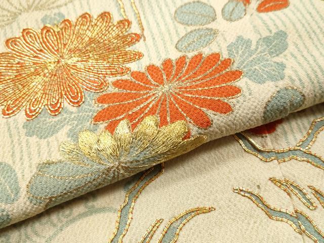 平和屋着物○訪問着 友禅 草花文 鬼しぼ縮緬 三越扱い 正絹 逸品