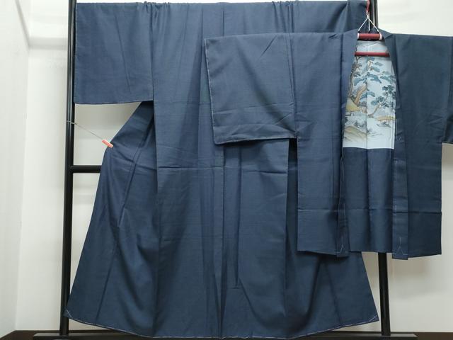 平和屋着物●男性　お召　アンサンブル　100亀甲　キングサイズ　正絹　逸品　未使用　CAAS8402vf