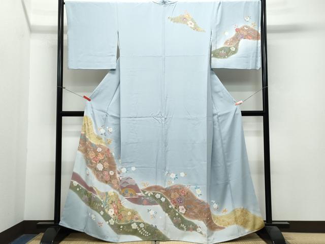 平和屋着物●訪問着　刺繍　草花文　金彩　正絹　逸品　CAAS8440vf