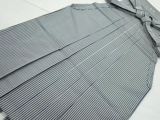 平和屋着物●男性　人間国宝　甲田綏郎　精好仙台平　行灯袴　縞　正絹　逸品　CAAS8445vf