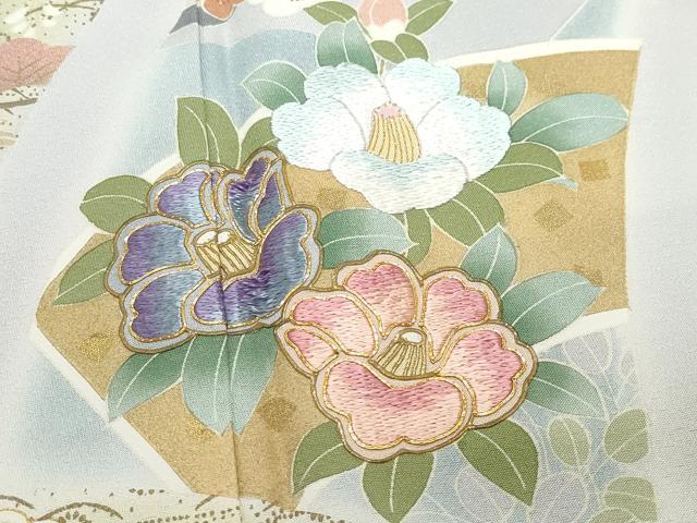 平和屋着物□訪問着 駒刺繍 草花文 金彩 正絹 逸品 AAAY3662mf