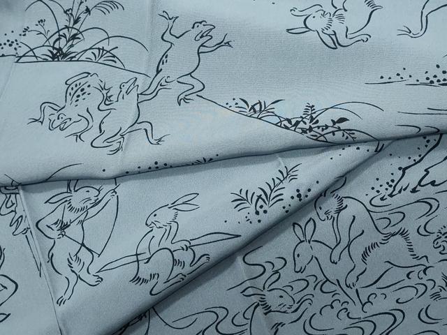 平和屋着物●男性　長襦袢　袷　鳥獣戯画　正絹　逸品　CAAS8479vf