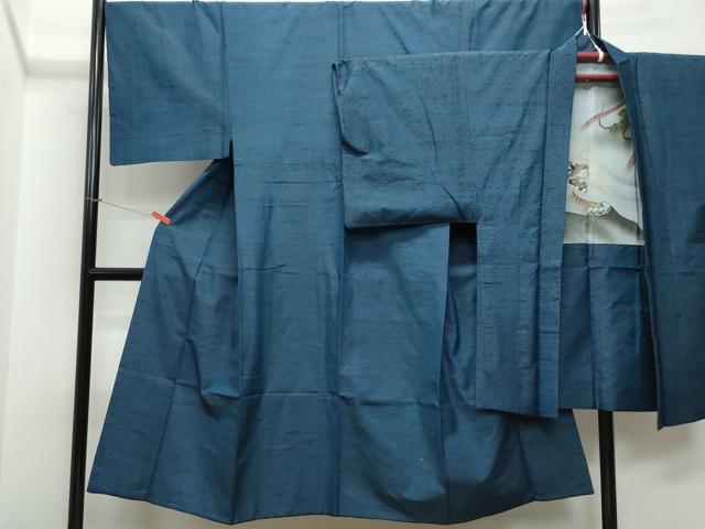 平和屋着物●男性　紬　髭紬・羽織セット　褐返色　正絹　逸品　CAAS8499vf