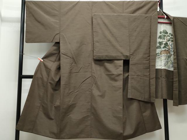 平和屋着物●男性　紬　アンサンブル　赤墨色　正絹　逸品　CAAS8513vf