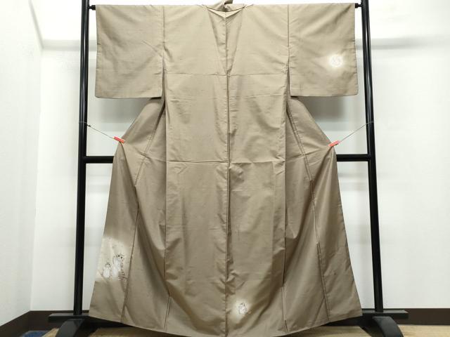 平和屋着物●訪問着　作家物　紬地　手描き　希少柄　猫　正絹　逸品　CAAS8557vf