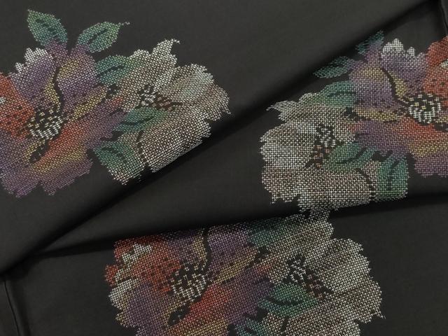 平和屋着物●本場大島紬　9マルキ　地空き　牡丹　正絹　逸品　未使用　CAAS8560vf