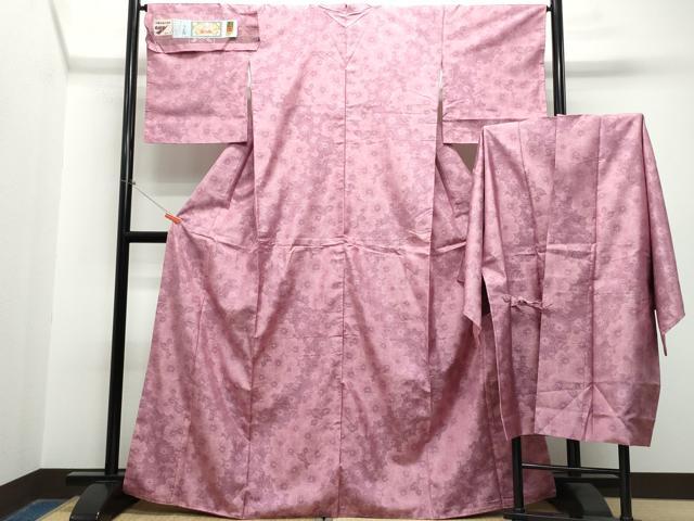 平和屋着物●本場大島紬　道中着セット　大山織物謹製　色泥染　舞花文　ほていや扱い　証紙付き　正絹　逸品　CAAS8615vf