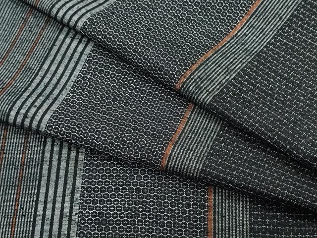 平和屋着物●上質な紬　80亀甲　吉祥間道　正絹　逸品　CAAS8665vf