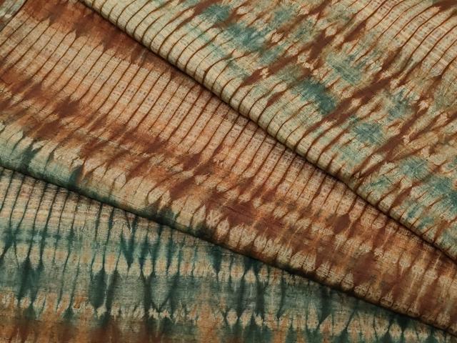 平和屋着物●上質な紬　杢目絞り　霞文　正絹　逸品　未使用　CAAS8713vf