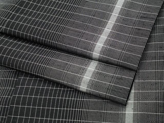 平和屋着物●上質な紬　縞　黒地　正絹　逸品　CAAS8759vf
