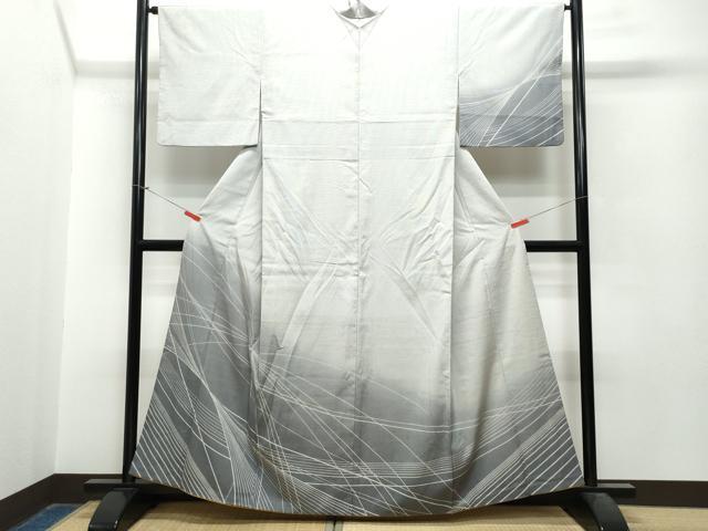 平和屋着物●訪問着　紬地　霞文　正絹　逸品　CAAS8768vf