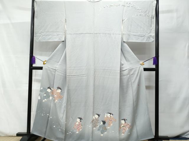 平和屋着物●十日町友禅作家　関口遼一　訪問着　童子遊び　暈し染め　正絹　逸品　CAAS8969fb