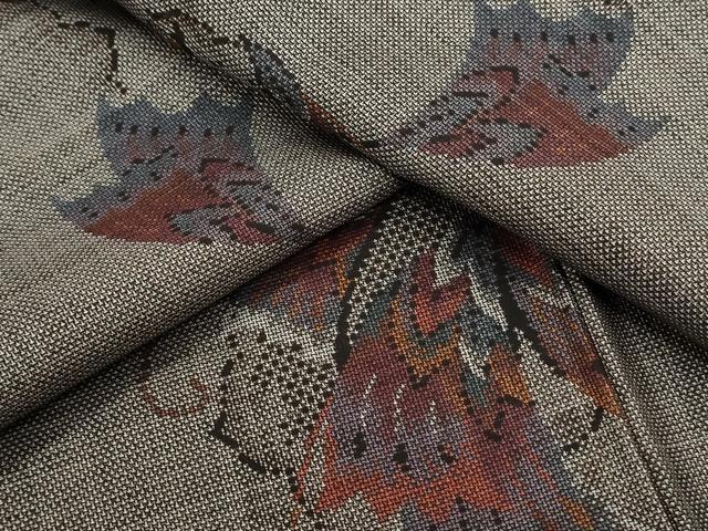 平和屋着物●本場大島紬　9マルキ　泥染め　吉祥花文　正絹　逸品　CAAS9228th