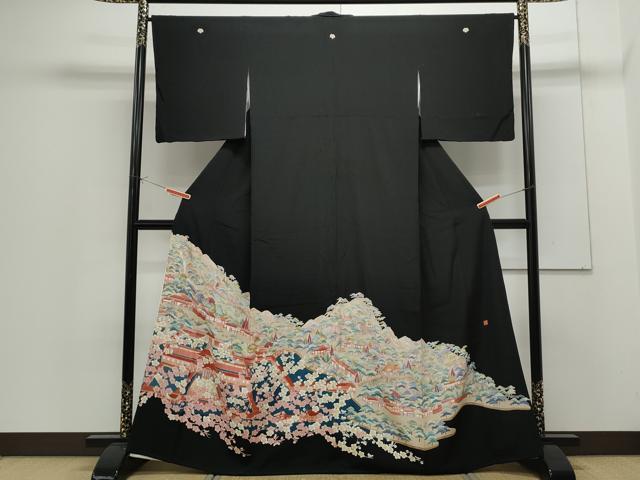 平和屋着物●豪華黒留袖　友禅　作家物　遠山風景文　正絹　逸品　CAAS9235th