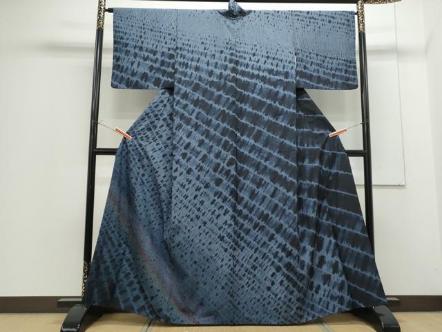 平和屋着物●本場染大島紬　訪問着　杢目絞り　流線文　正絹　逸品　CAAS9259th