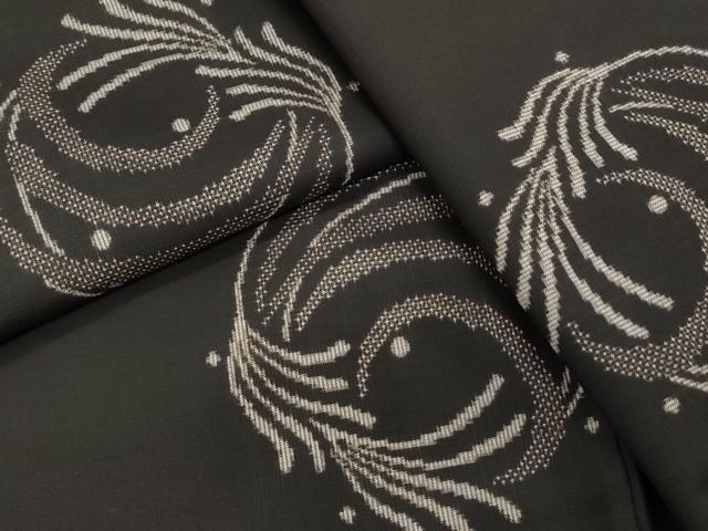 平和屋着物●本場大島紬　7マルキ　泥染め　地空き　吉祥文　総絣　正絹　逸品　CAAS9280th