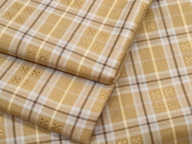 平和屋着物●上質な紬　花織　格子吉祥文　正絹　逸品　CAAS9290th