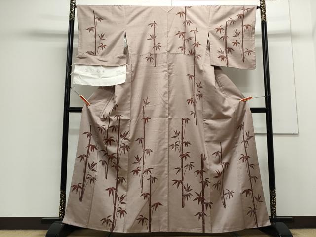 平和屋着物●中国三大刺繍　相良刺繍　訪問着　生つむぎ　笹竹文　反端付き　正絹　逸品　CAAS9312th