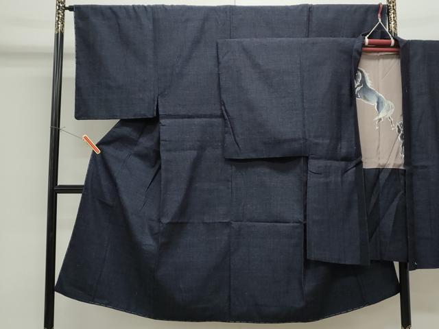 平和屋着物●男性　紬　アンサンブル　霞文　正絹　逸品　CAAS9328th