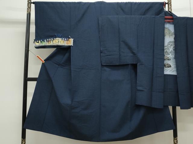 平和屋着物●男性　本場真綿結城紬　アンサンブル　霞文　証紙付き　正絹　逸品　CAAS9330th