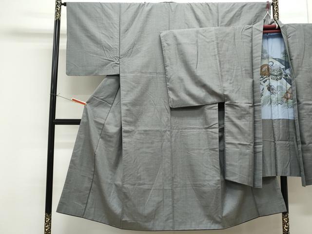 平和屋着物●男性　紬　アンサンブル　亀甲柄　正絹　逸品　CAAS9337th