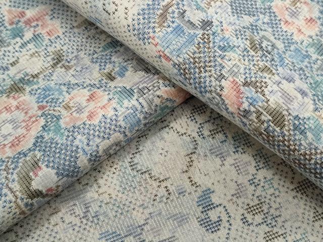 平和屋着物●本場大島紬　白大島　9マルキ　草花文　総絣　正絹　逸品　CAAS9347th