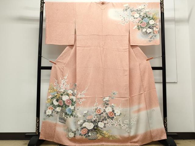 平和屋着物●極上　人間国宝・羽田登喜男　訪問着　花籠文　暈し染め　正絹　逸品　CAAS9355th