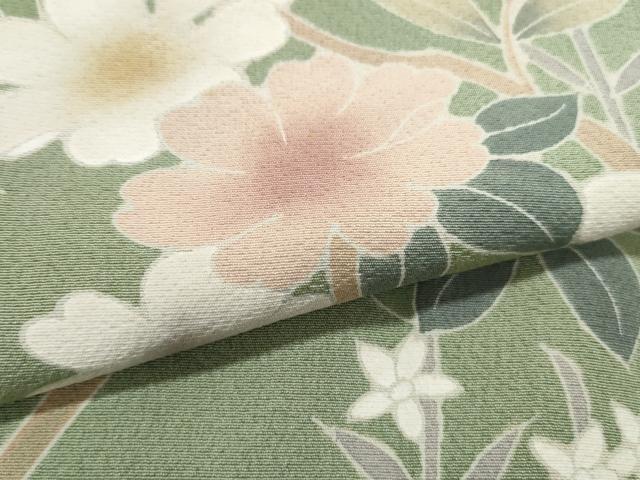 平和屋着物▽訪問着 単衣 短冊草花文 金彩 正絹 逸品 CAAW1368xi 平和