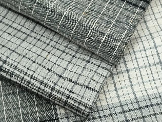 平和屋着物●上質な紬　格子文　正絹　逸品　CAAS9373th