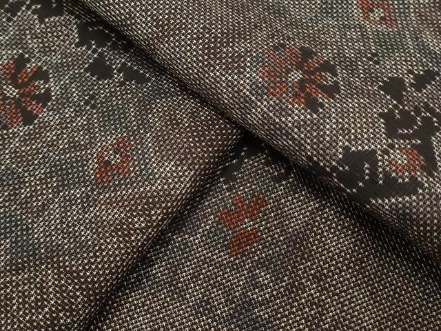 平和屋着物●本場大島紬　9マルキ　吉祥花文　正絹　逸品　CAAS9382th