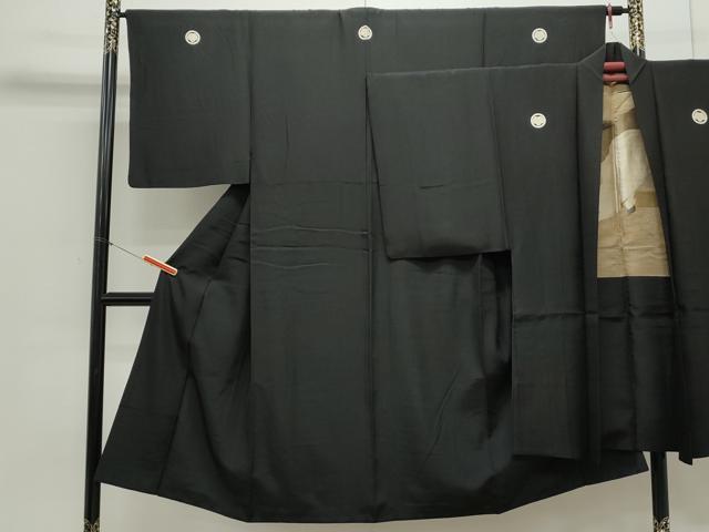 平和屋着物●男性　黒紋付　羽織セット　正絹　逸品　CAAS9408th