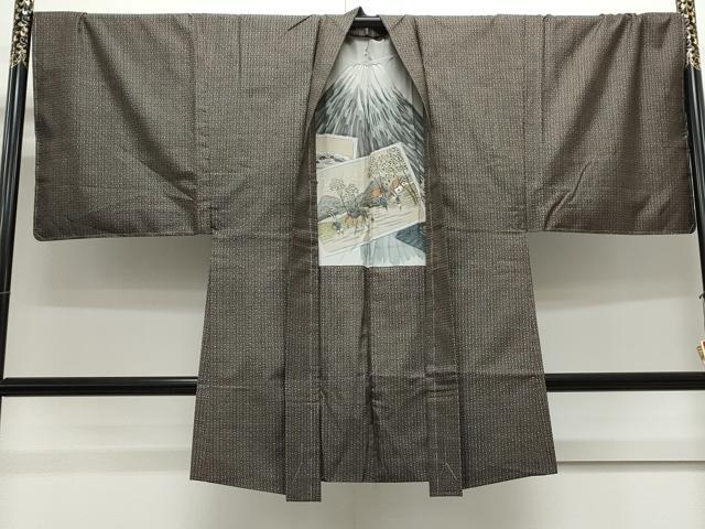 平和屋着物○男性 本場大島紬 アンサンブル 泥染め 吉祥文 証紙付き