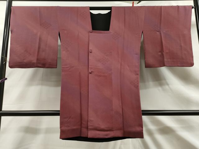 平和屋着物＃道行コート　リバーシブル　花菱地紋　暈し染め　ロング丈　正絹　逸品　CAAT0451dy