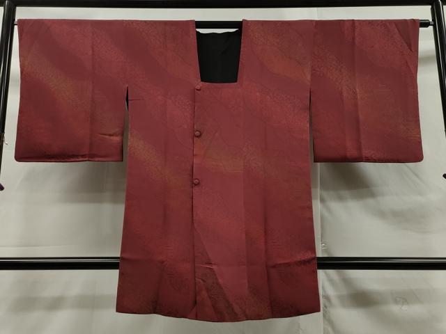 平和屋着物＃道行コート　リバーシブル　流水草花地紋　暈し染め　やまと誂製　ロング丈　正絹　逸品　CAAT0515dy